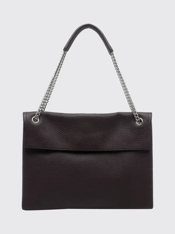 Orciani Venus Medium Shoulder Bag In Hammered Leather With Chain-mail Handle - Red