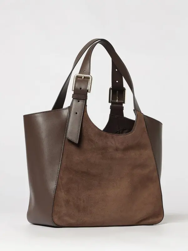 Furla Dora Medium Leather And Suede Tote Bag With Adjustable Handle