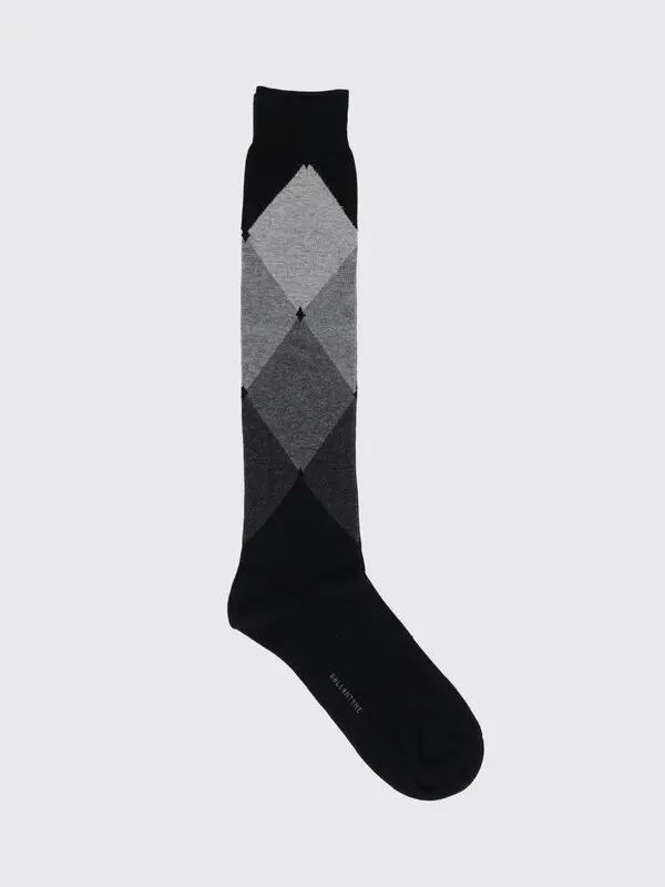 BALLANTYNE High-top Cotton-blend Socks With Diamond Pattern - Black