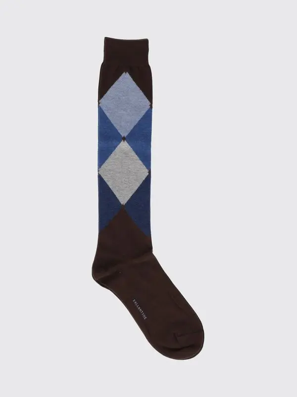 BALLANTYNE High-top Cotton-blend Socks With Diamond Pattern - Camel