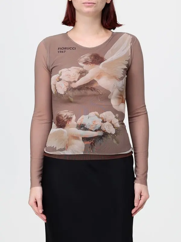 Fiorucci Mesh Cherub Print Top - Nude