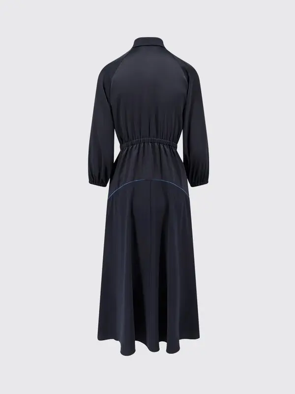 Max Mara Long-sleeved Collared Midi Dress With Drawstring Waist