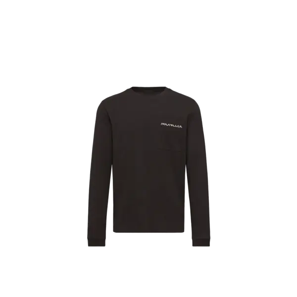 Moncler Logo Cotton Long Sleeve T-shirt - Black