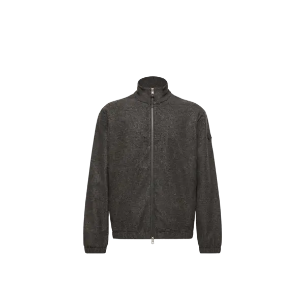 Moncler Leather Logo Zip-up Cardigan - Gray