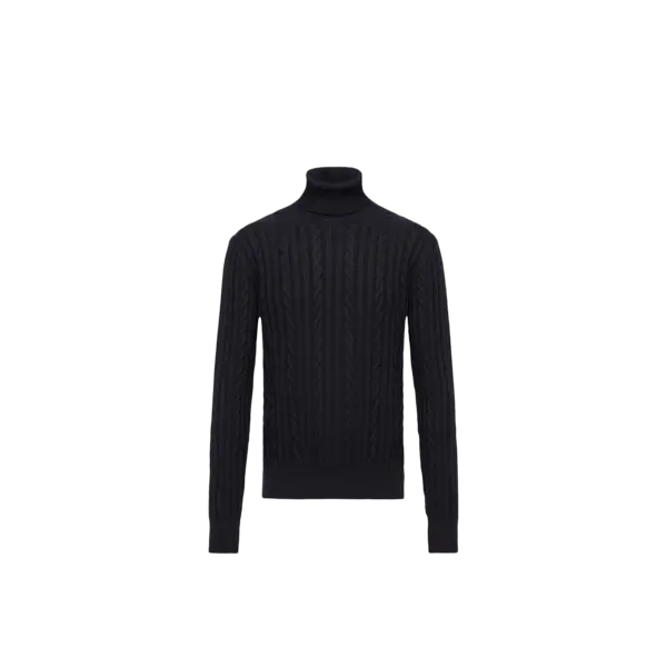 Moncler Leather Logo Wool Jumper - Blue