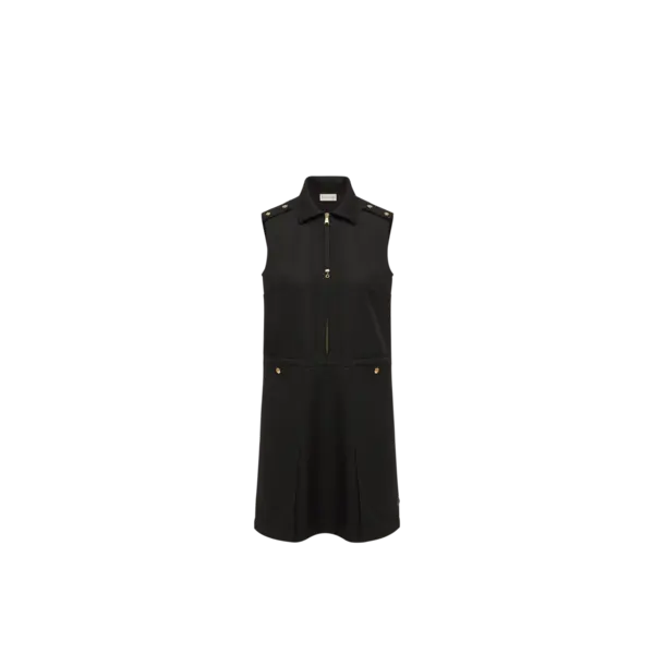 Moncler Wool Gabardine Shirt Dress - Black