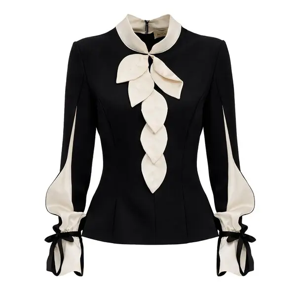 JULIA ALLERT Fitted Blouse With Floral Detail - Black