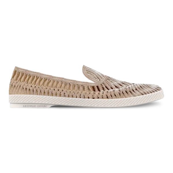 Rivieras Woven Raffia Slip-on Loafers - Black