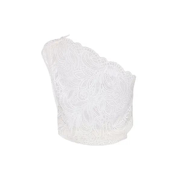 ZETAYE Lyric Lace One-shoulder Top - White