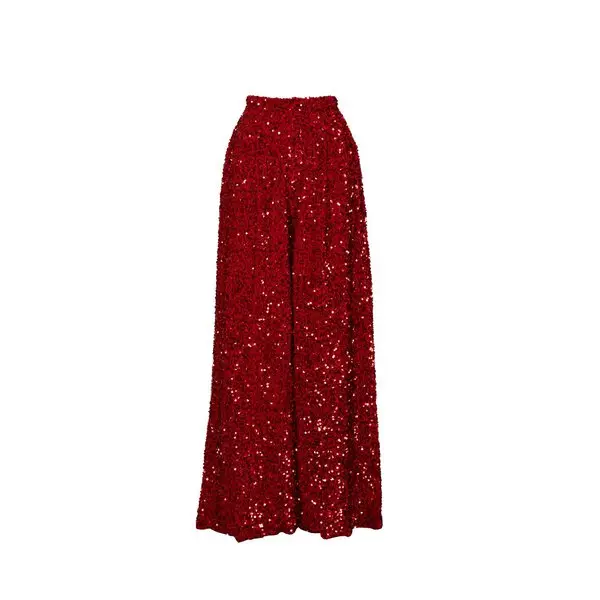 OFUURE Liza Sequin Wide Leg Trousers - Red