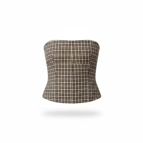 THE COOLGIRL NYC Grey Plaid Corset - Grey/brown