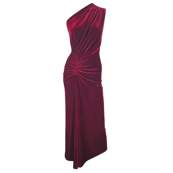ME & THEE Raya-rosa Burgundy Velvet Dress - Red