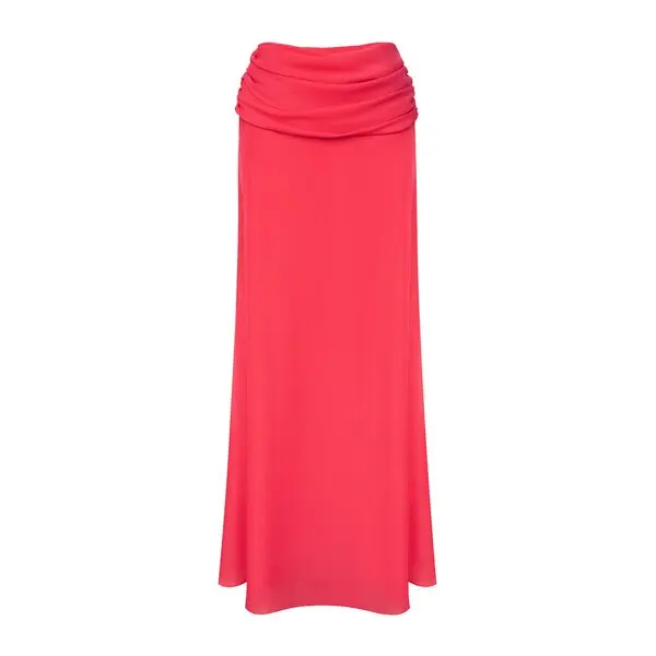 POST MERIDIEM Chiffon Maxi Skirt With Draping - Red