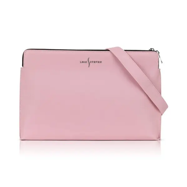 LUIS STEVEN Small Laptop Sleeve In Italian Pebble Leather - Pink