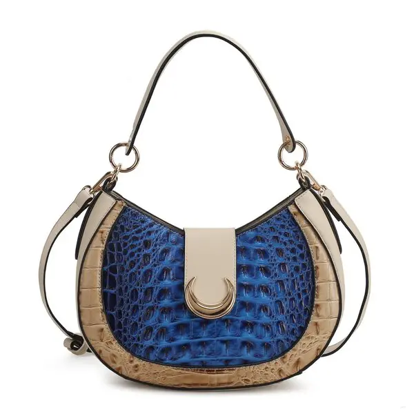 MKF COLLECTION - J'OMOR Jain Croc-embossed Shoulder Bag Navy