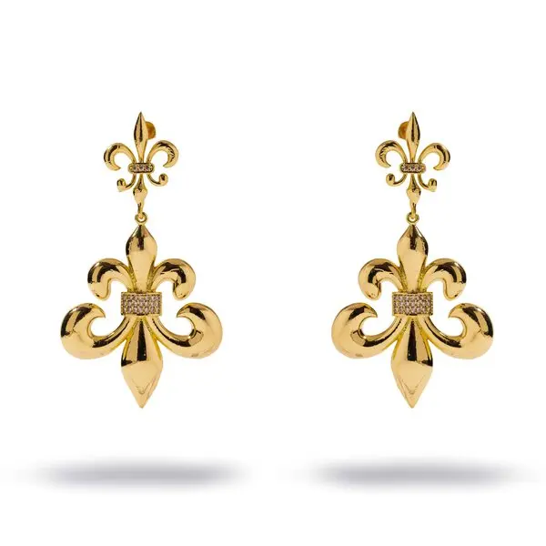 EBRU JEWELRY Royal Fleur De Lis Crystal Drop Earrings
