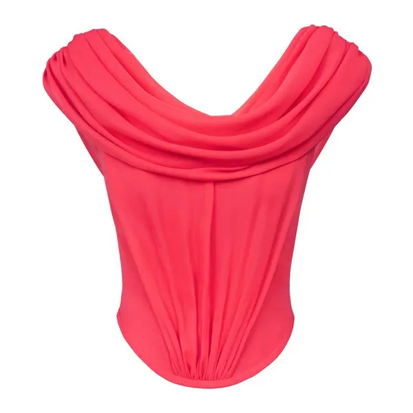 POST MERIDIEM Draped Cowl-neck Top With Front Panel Draping - Red
