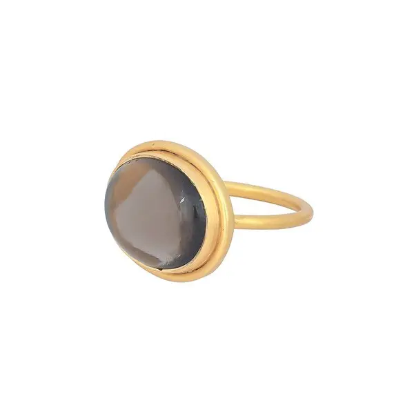 OPIUM JEWELS Orbit Ring With Cabochon Smoky Topaz