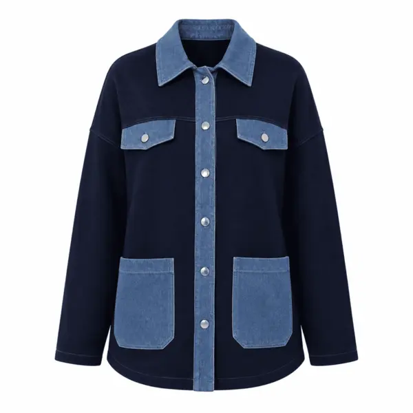 EXQUISE Long Sleeve Pocket Knit Jacket - Black/blue