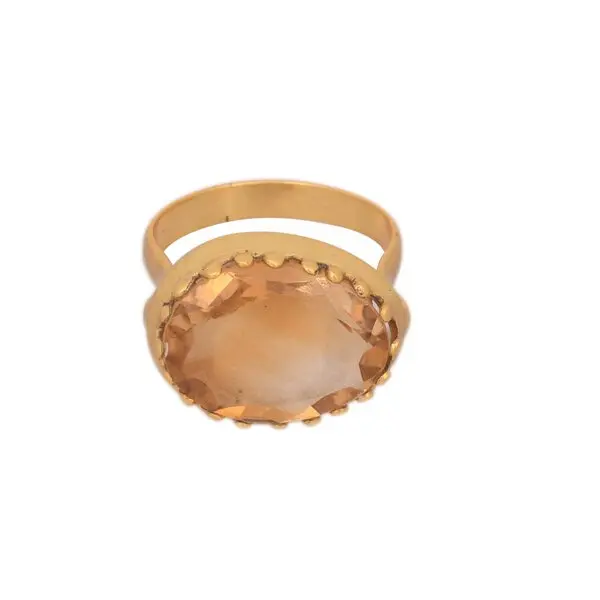 OPIUM JEWELS Neutrals / Tudor Rose Cocktail Ring Citrine