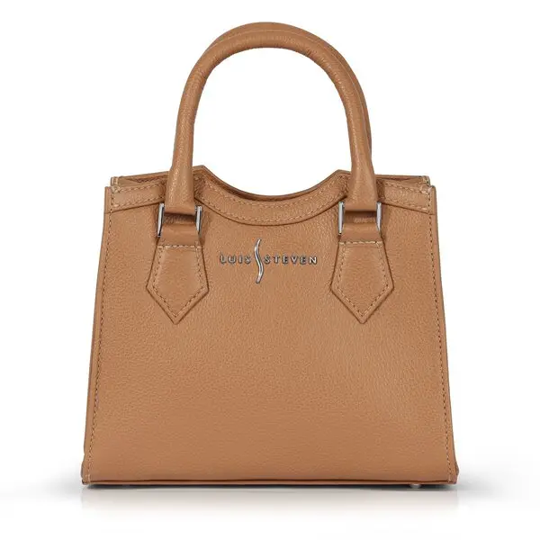 LUIS STEVEN Donna's Mini Tote Tan Pebble Leather - Brown