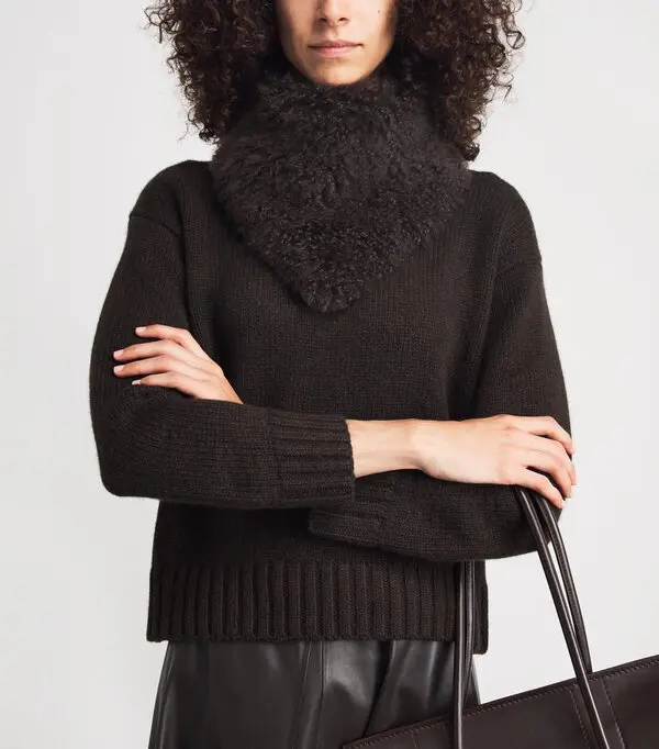 YVES SALOMON Long Hair Lambswool Bandana