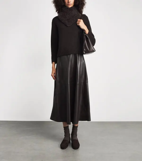 YVES SALOMON Long Hair Lambswool Bandana