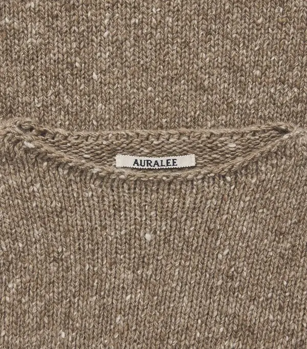 Auralee Wool Tweed Crew Neck Pullover