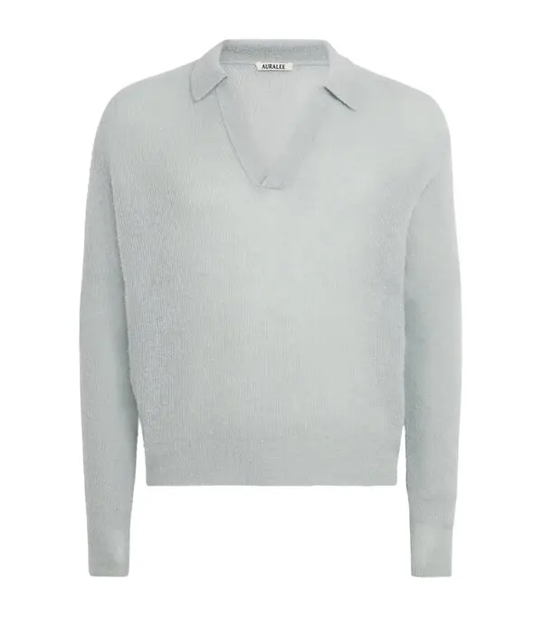Auralee Alpaca-blend Skipper Polo Sweater
