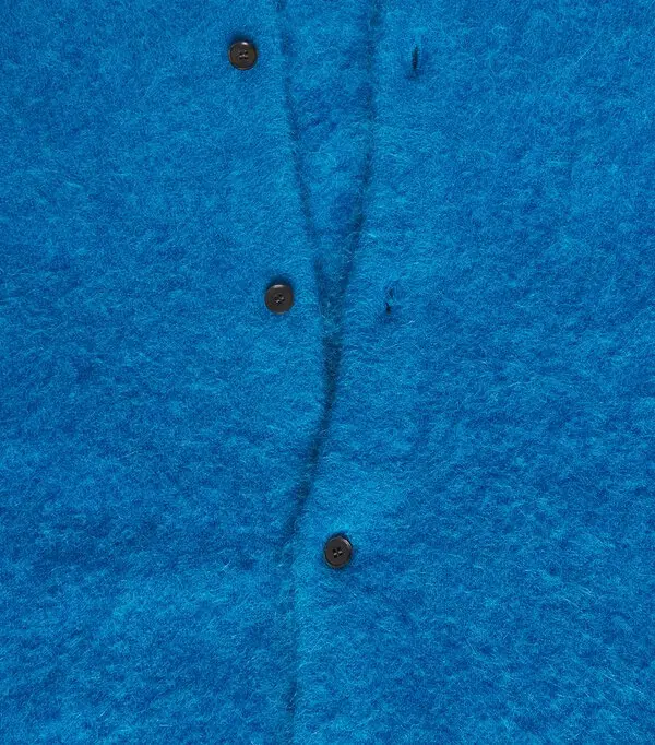 Auralee Baby Alpaca Garment-dyed Cardigan - Blue