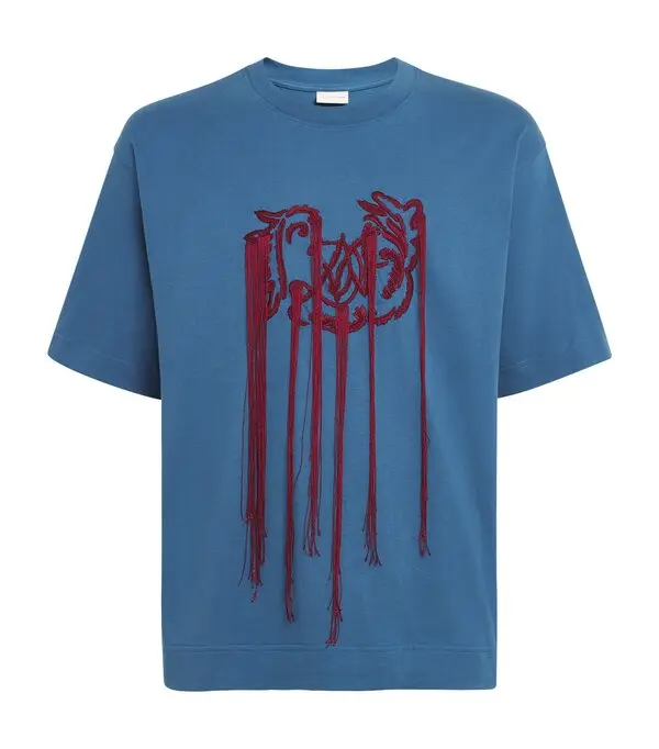 Dries Van Noten Cotton Embroidered Bird T-shirt - Grey