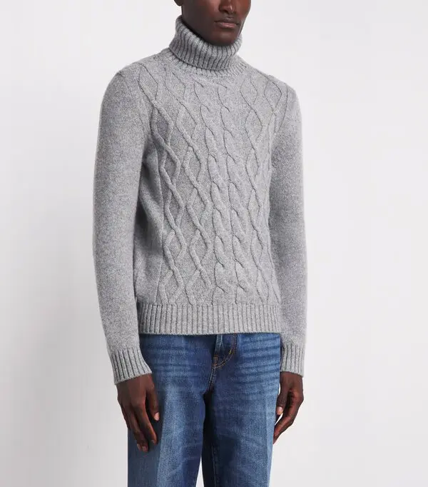 Isaia Cashmere Cable-knit Rollneck Sweater