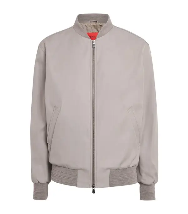 Isaia Lambskin Varsity Bomber Jacket