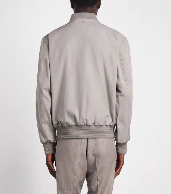 Isaia Lambskin Varsity Bomber Jacket