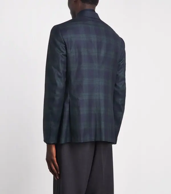 Isaia Wool Check Capri Blazer