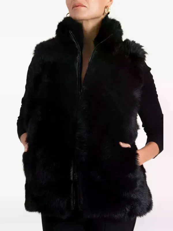 SUSAN BENDER Shearling Funnel-neck Gilet