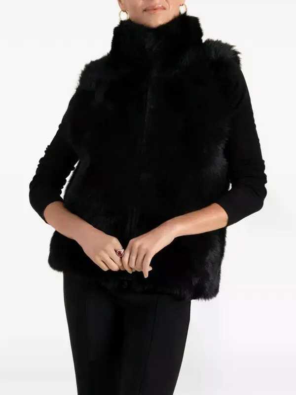 SUSAN BENDER Shearling Funnel-neck Gilet