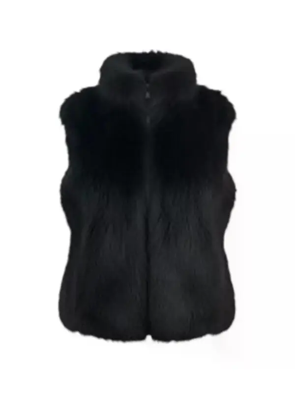 SUSAN BENDER Shearling Funnel-neck Gilet