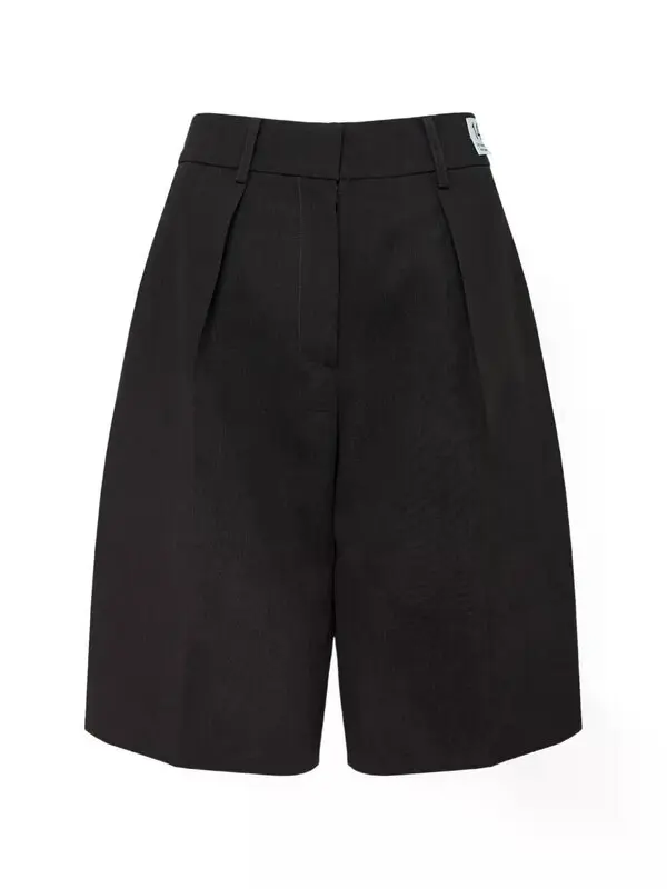RE CODE Pleated Frayed-edge Shorts - Black