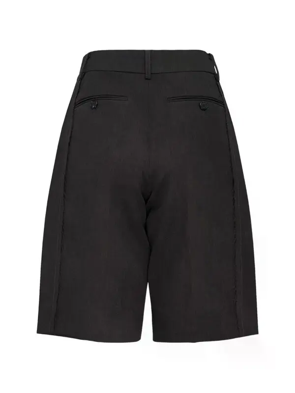 RE CODE Pleated Frayed-edge Shorts