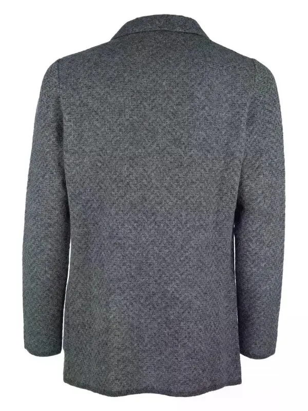 LARDINI Mélange Effect Knitted Double-breasted Blazer
