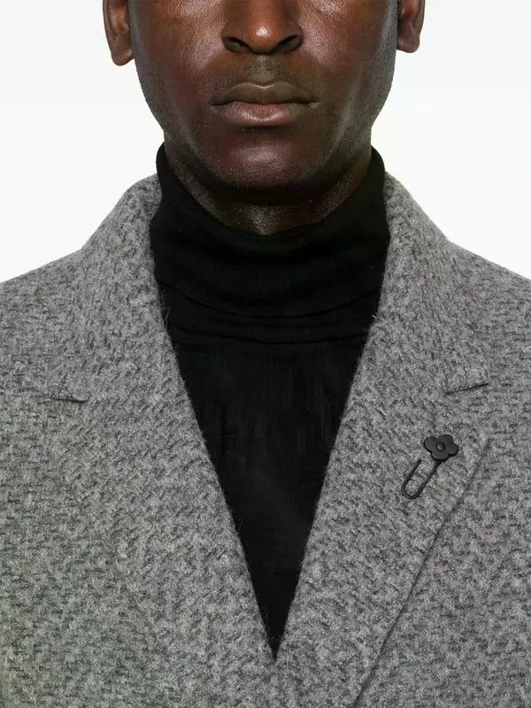 LARDINI Mélange Effect Knitted Double-breasted Blazer