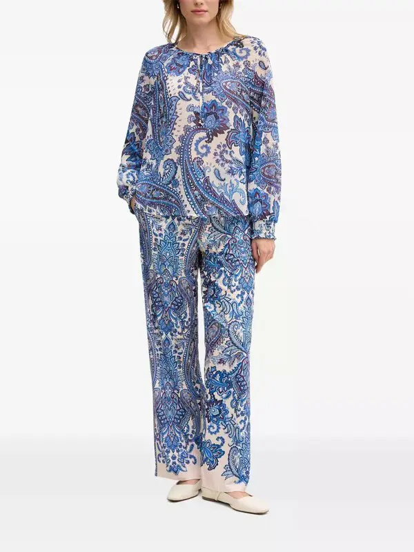 OUI Paisley-print Tie-neck Blouse