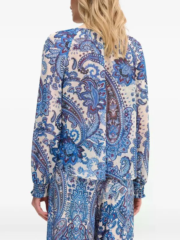 OUI Paisley-print Tie-neck Blouse