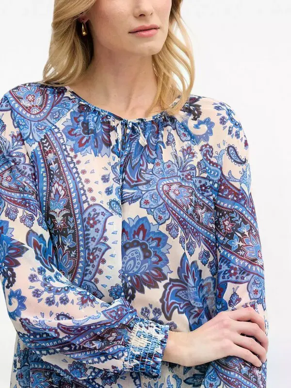 OUI Paisley-print Tie-neck Blouse