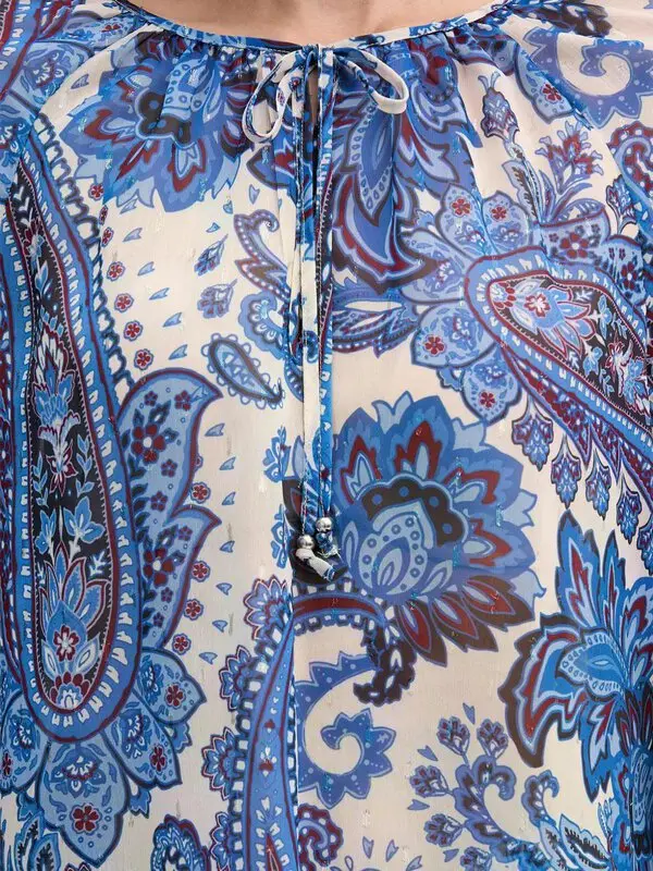 OUI Paisley-print Tie-neck Blouse