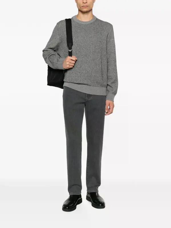 Zegna Straight-leg Jeans With Rear Logo Patch - Grey