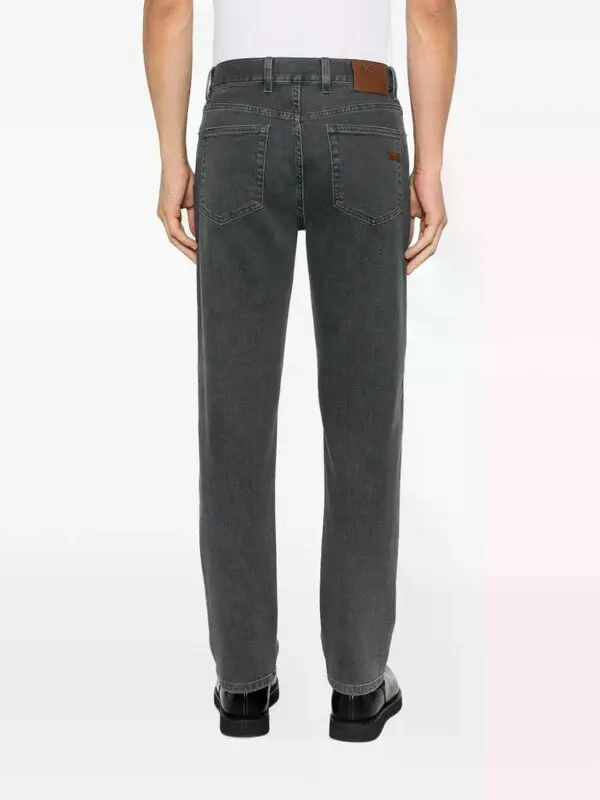 Zegna Straight-leg Jeans With Rear Logo Patch - Grey