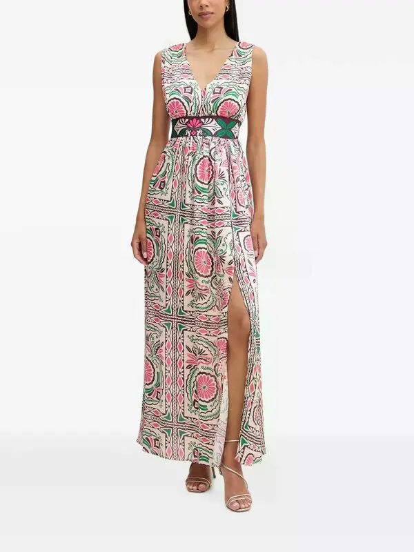 MORGAN Floral Print V-neck Maxi Dress