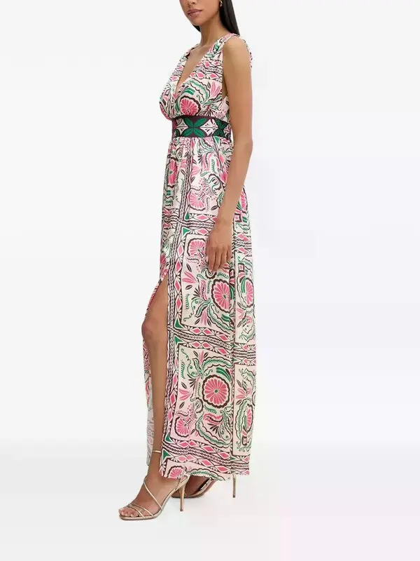 MORGAN Floral Print V-neck Maxi Dress